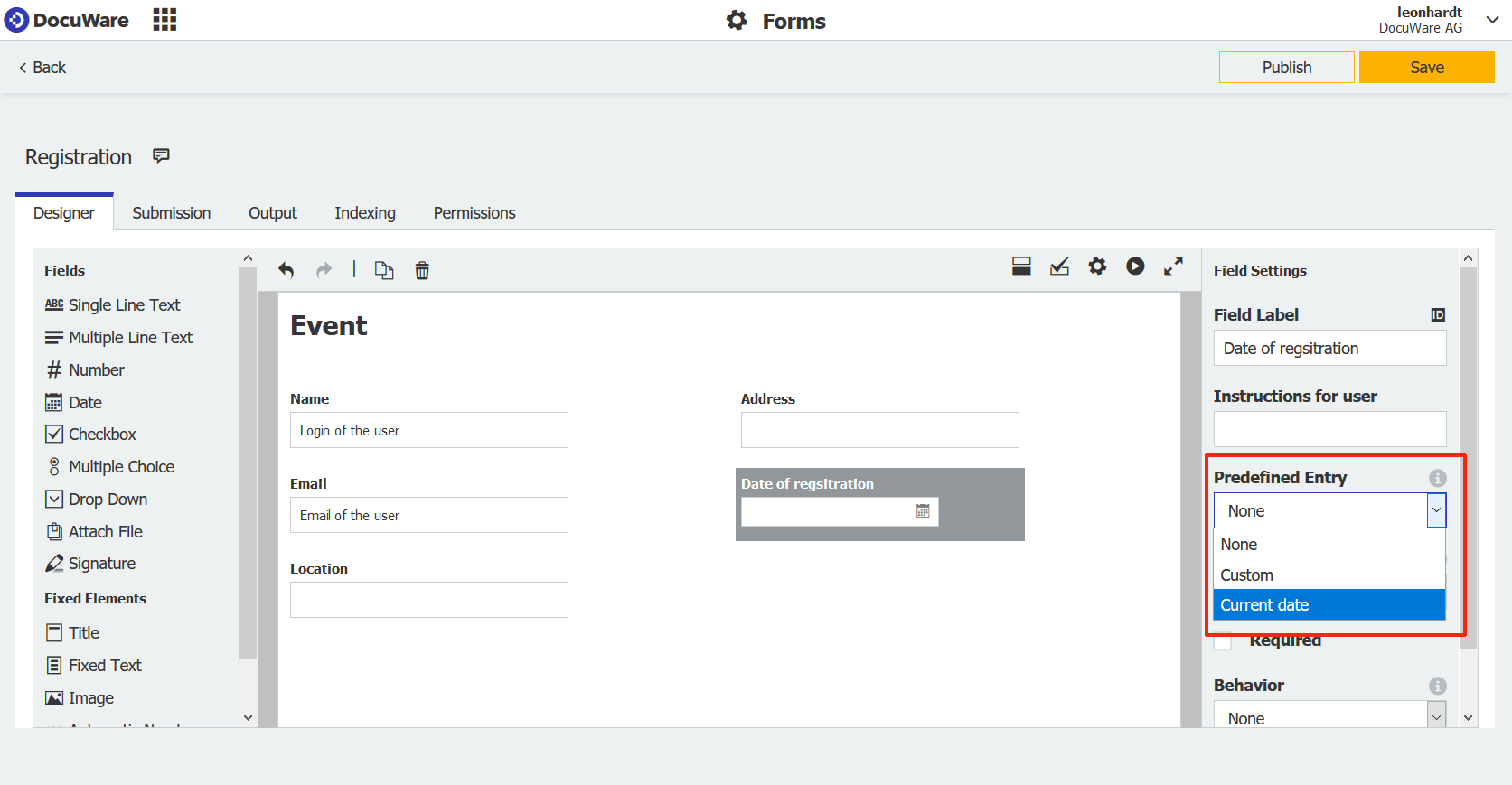 Prefill forms automatically with current data